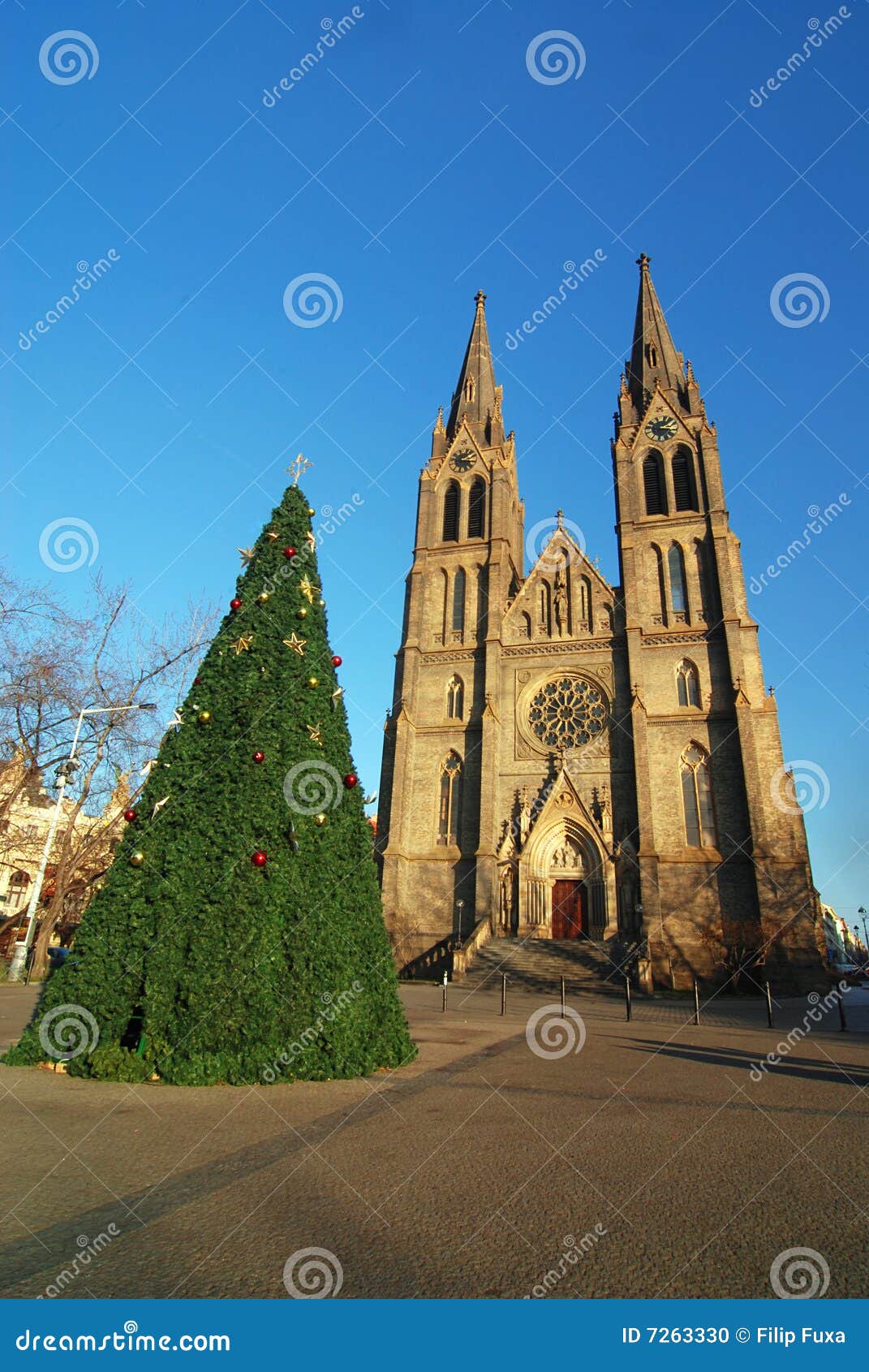 Church and christmas tree stock photo. Image of ludmila - 7263330