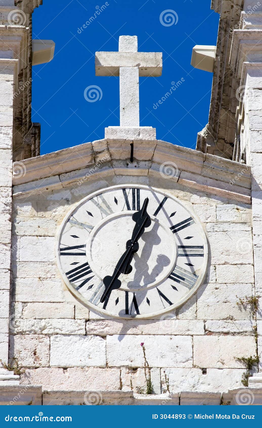 Church clock with cross stock image. Image of blue, architecture - 3044893