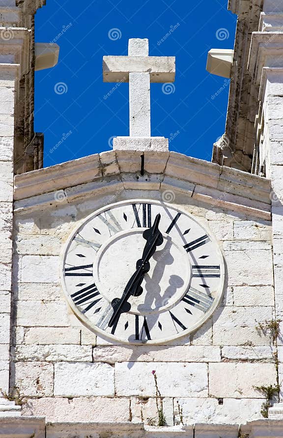 Church clock with cross stock image. Image of blue, architecture - 3044893