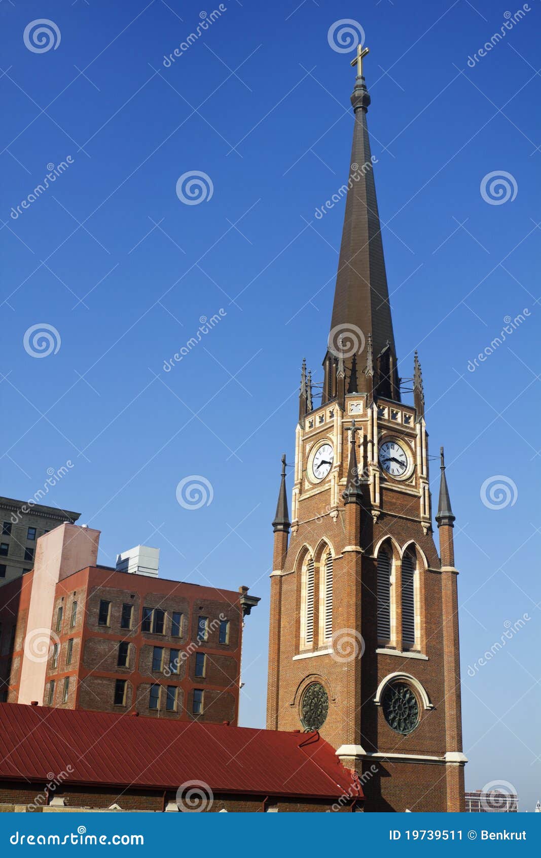 Church with the Clock Tower Stock Image - Image of hospital, urban ...