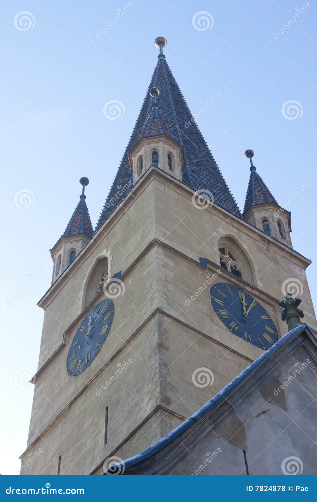 Church clock tower stock photo. Image of building, tower - 7824878
