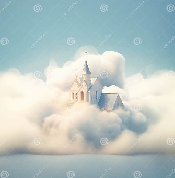 Church in the clouds. stock illustration. Illustration of faith - 289857409