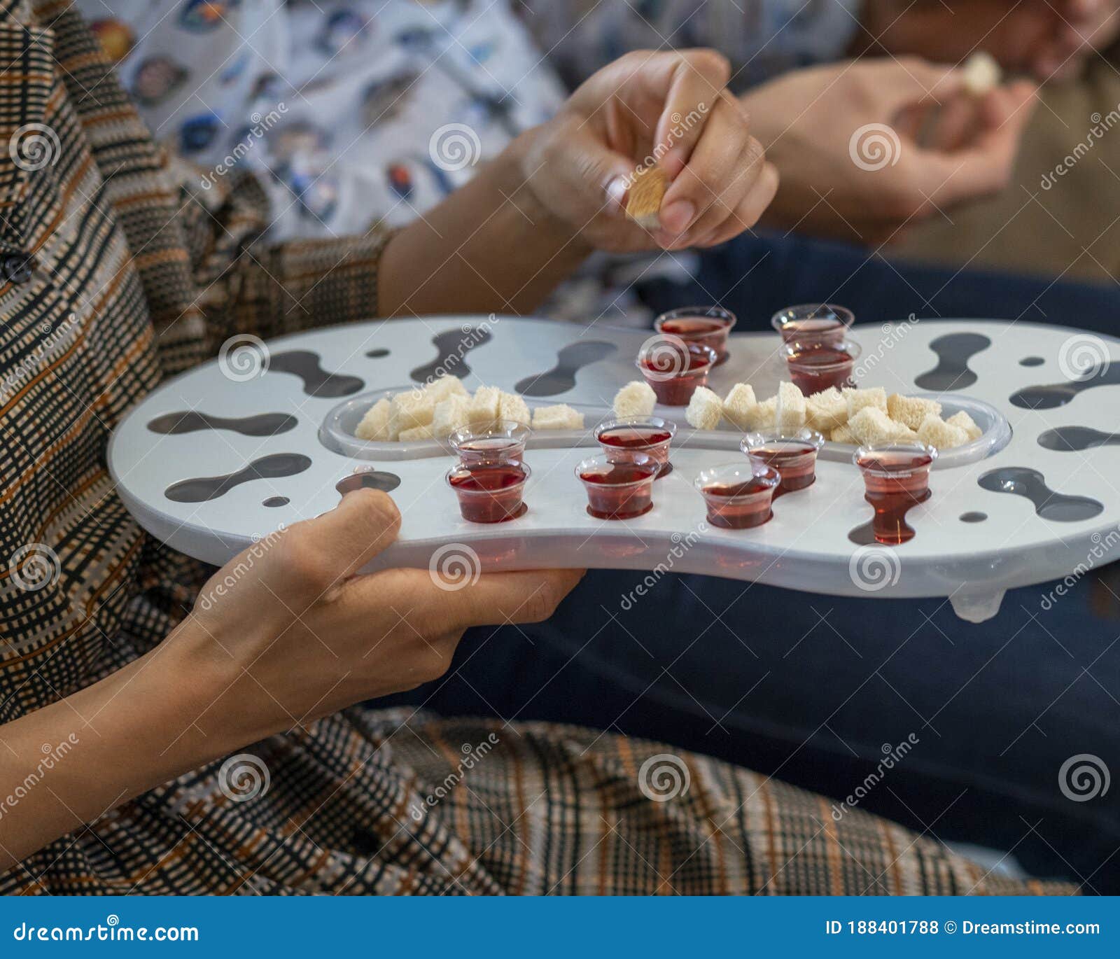 Church Communion Bread And Wine, Candles, Crosses And Bibles Royalty ...