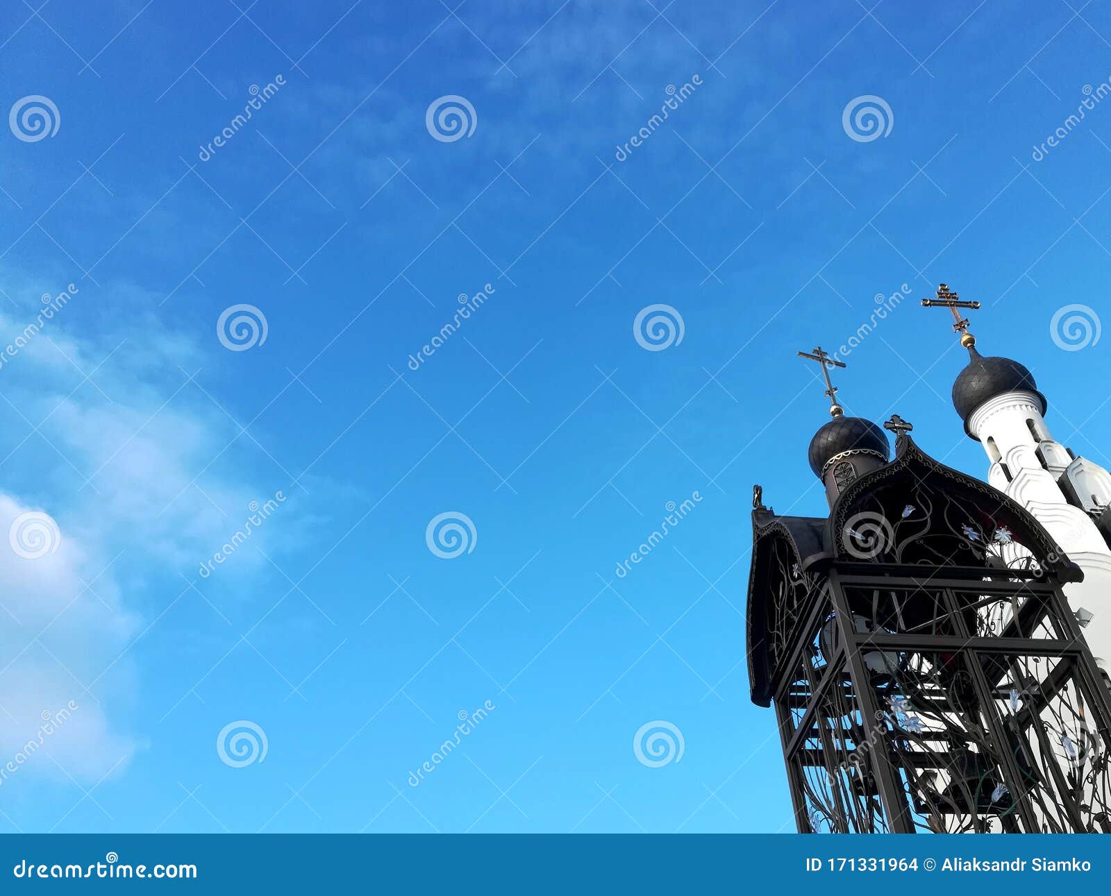 Church with a Cross on a Background of Blue Sky Stock Photo - Image of ...