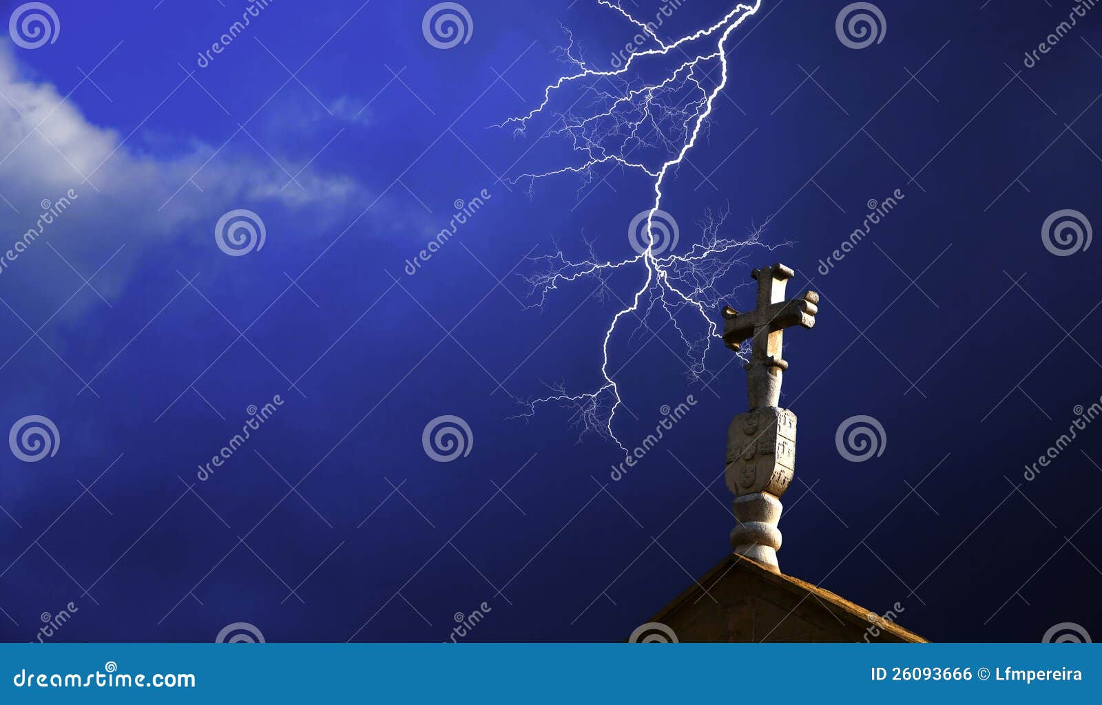 Church Cross with Lightning Stock Photo - Image of symbol, spring: 26093666