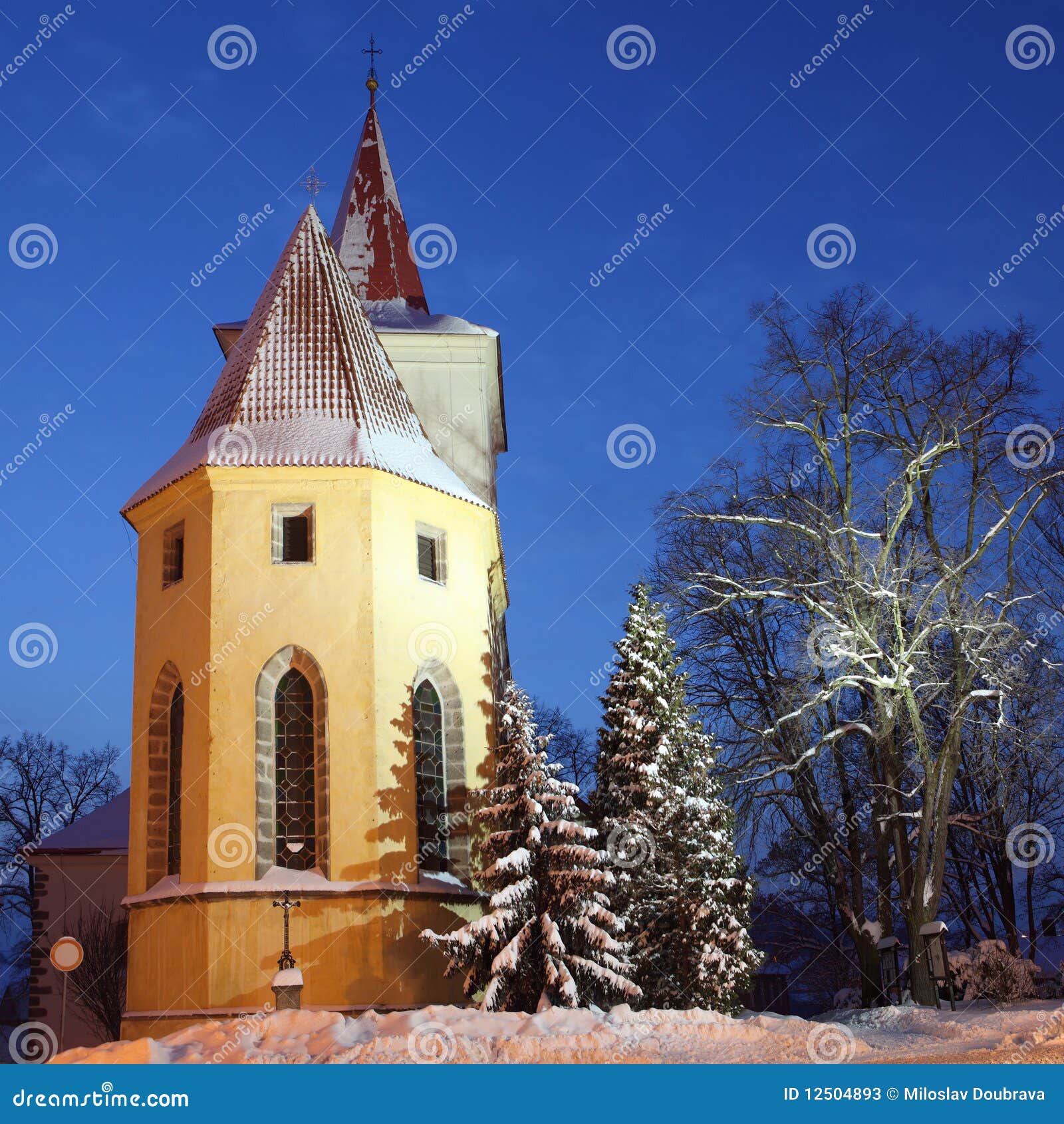 Church in Czech republic stock image. Image of winter - 12504893