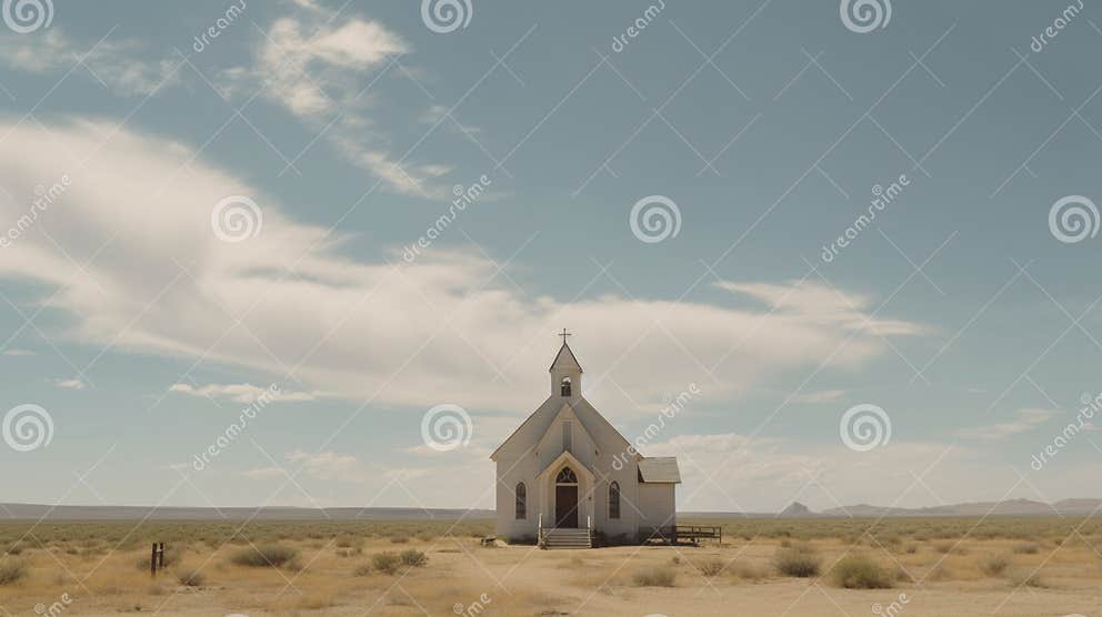 Church in the Desert stock illustration. Illustration of horizon ...