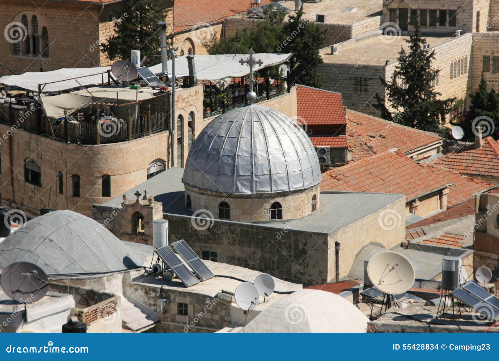 Church dome in jerusalem stock photo. Image of cityscape - 55428834