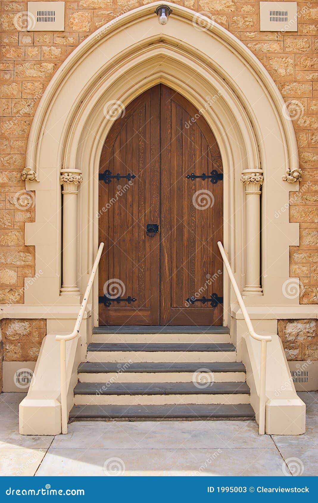 Church door stock image. Image of wooden, stairs, closed - 1995003