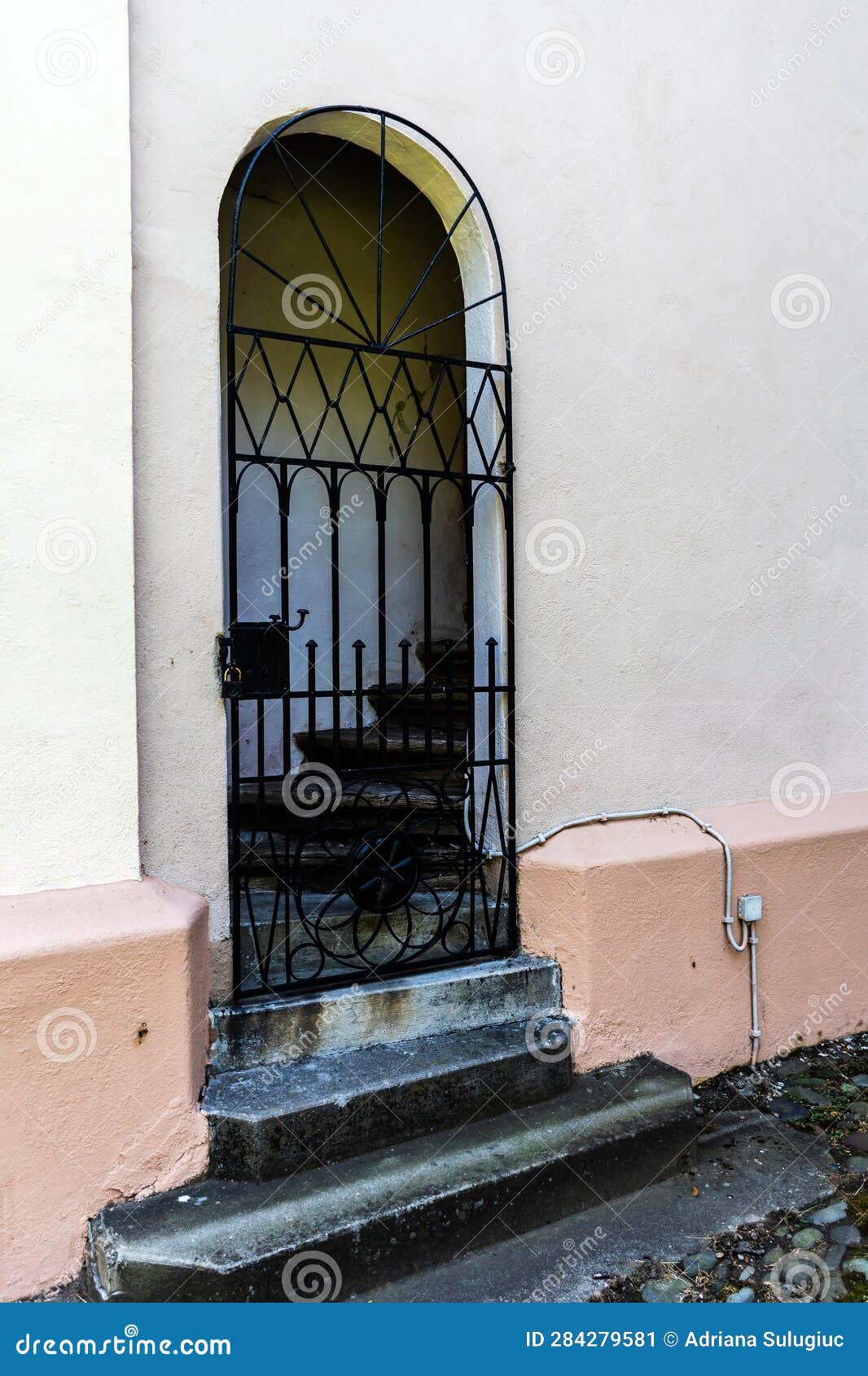 Church Door with Old Metal Bars Stock Image - Image of steps, detail ...