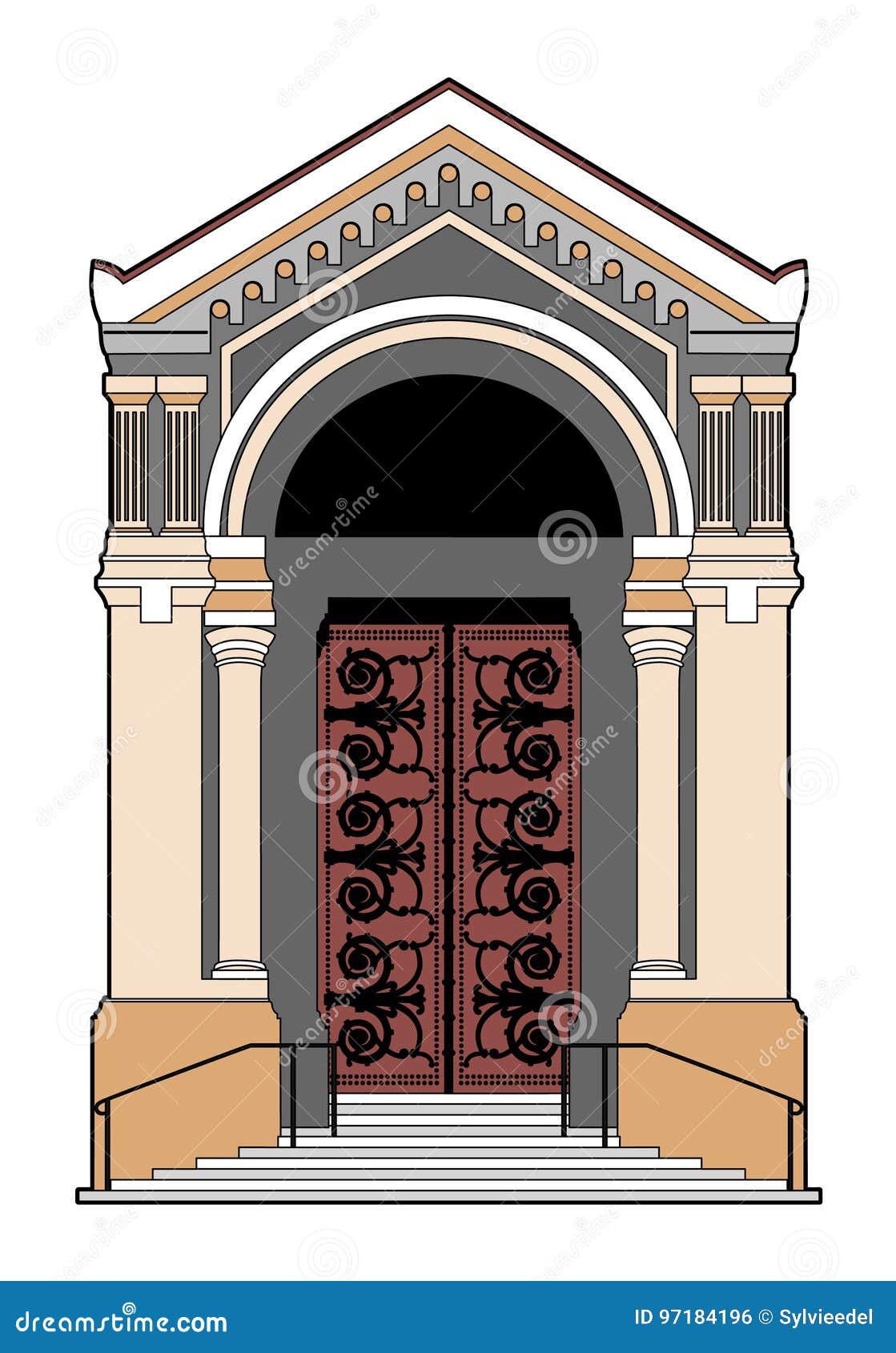 Church door stock vector. Illustration of structure, cathedral - 97184196