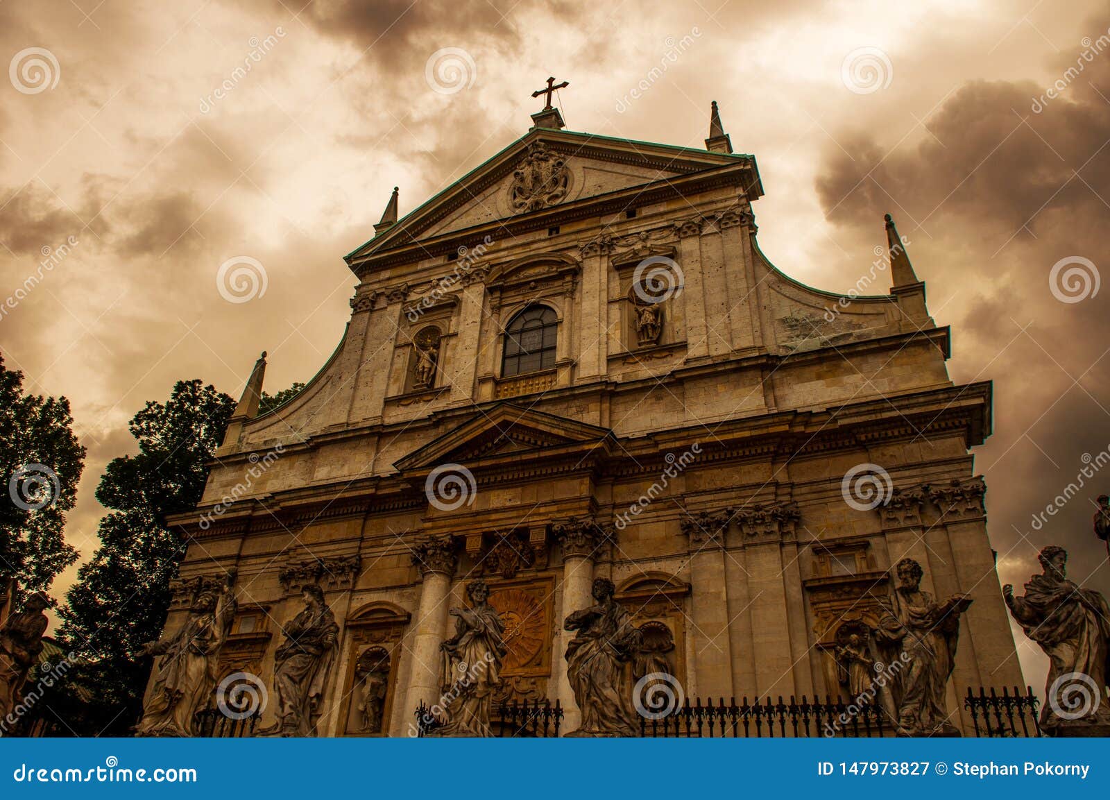 Church with dramatic sky stock image. Image of europe - 147973827