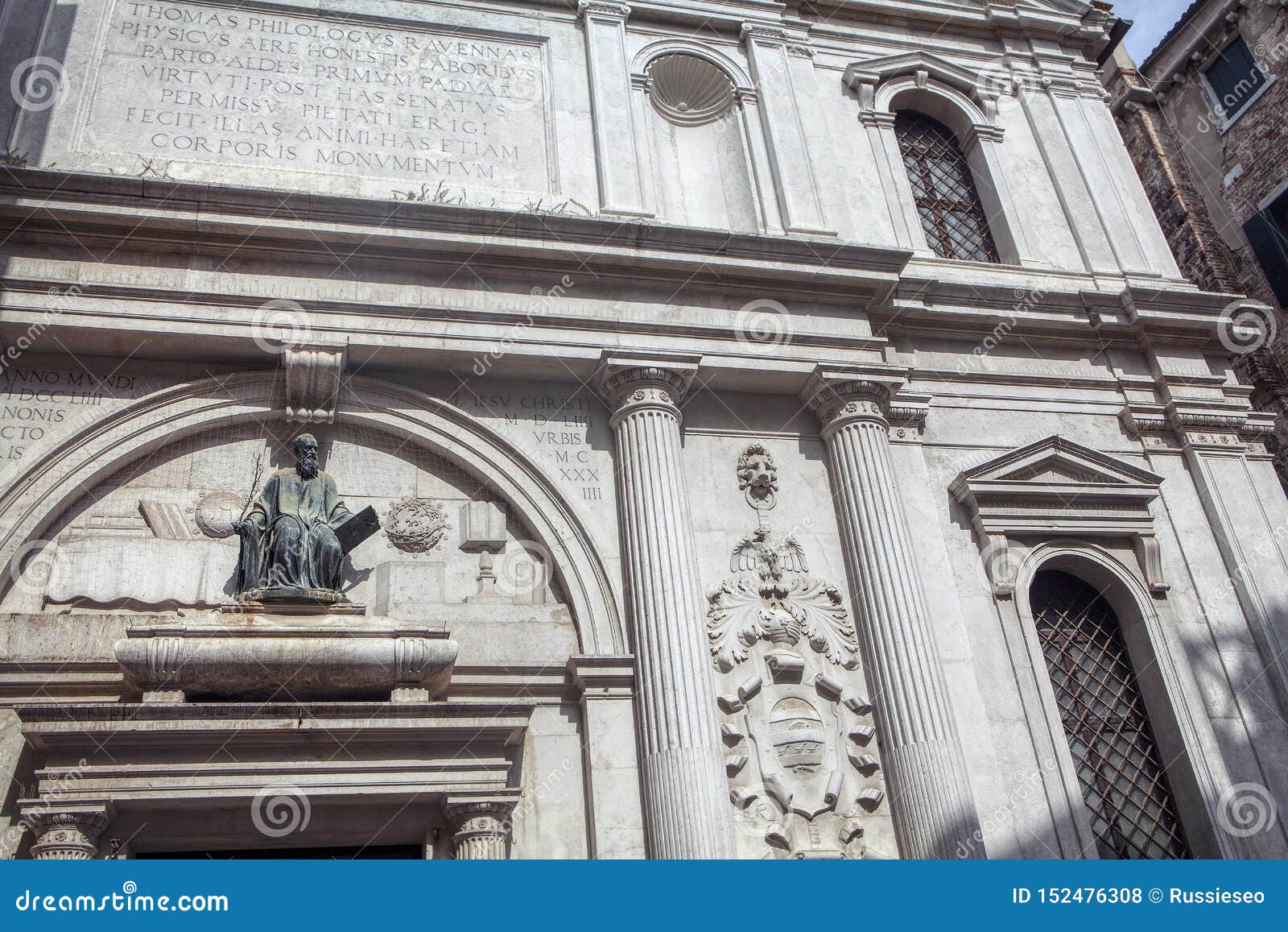 Church facade in Venezia stock photo. Image of european - 152476308