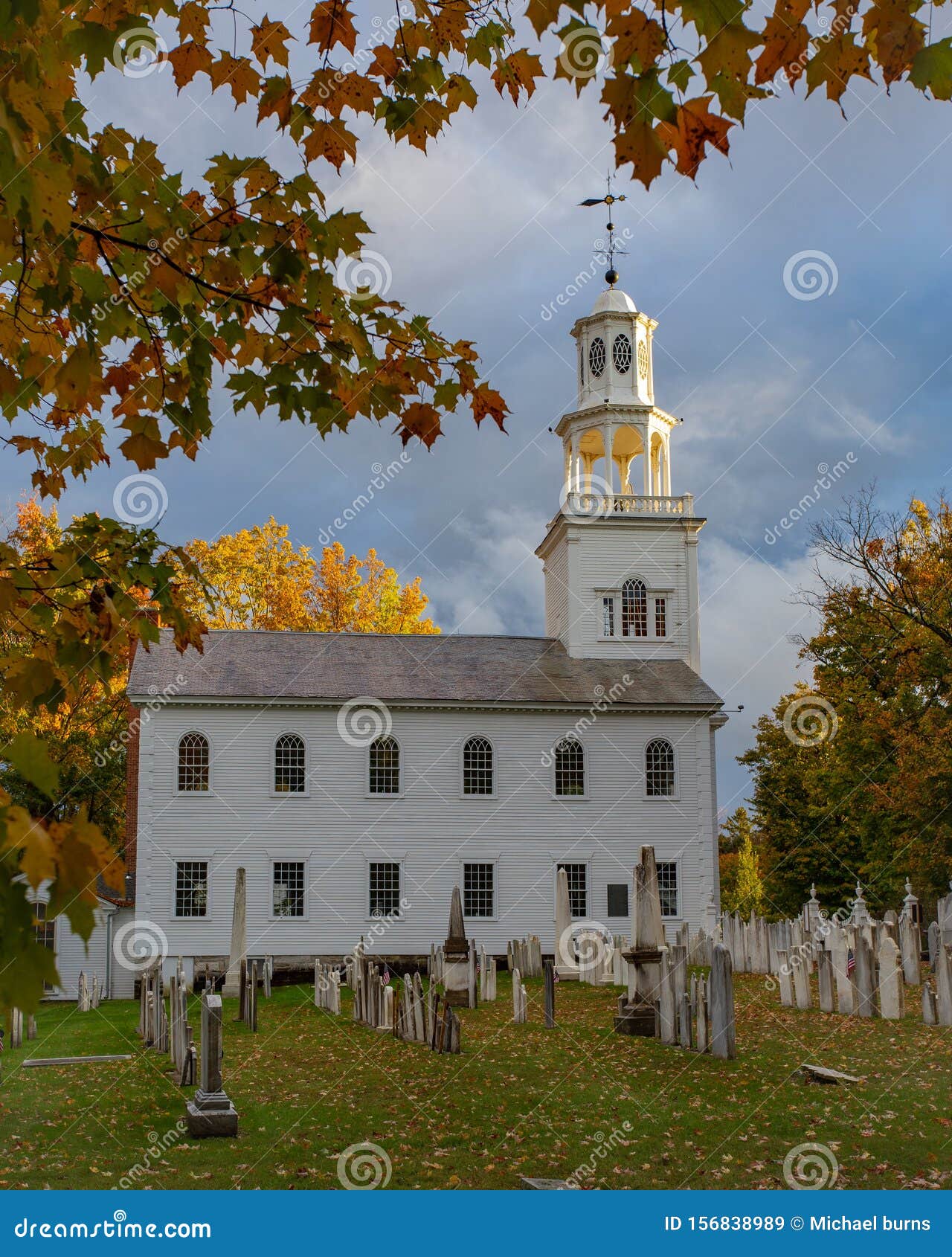 Church and Fall Foliage stock image. Image of autumn - 156838989