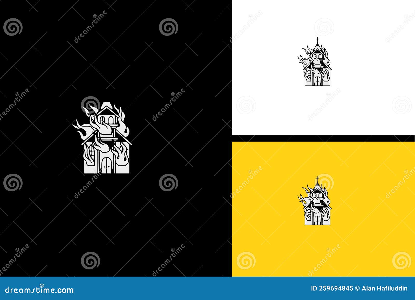 Church on Fire Vector Line Art Design Stock Vector - Illustration of ...