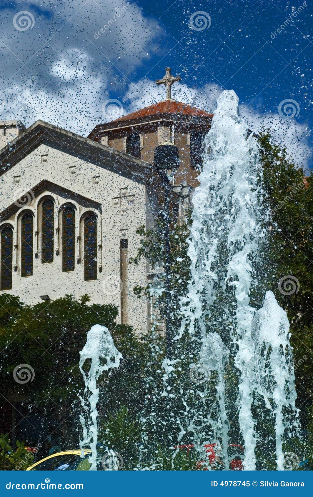 Church and fountain stock image. Image of fountain, monument - 4978745