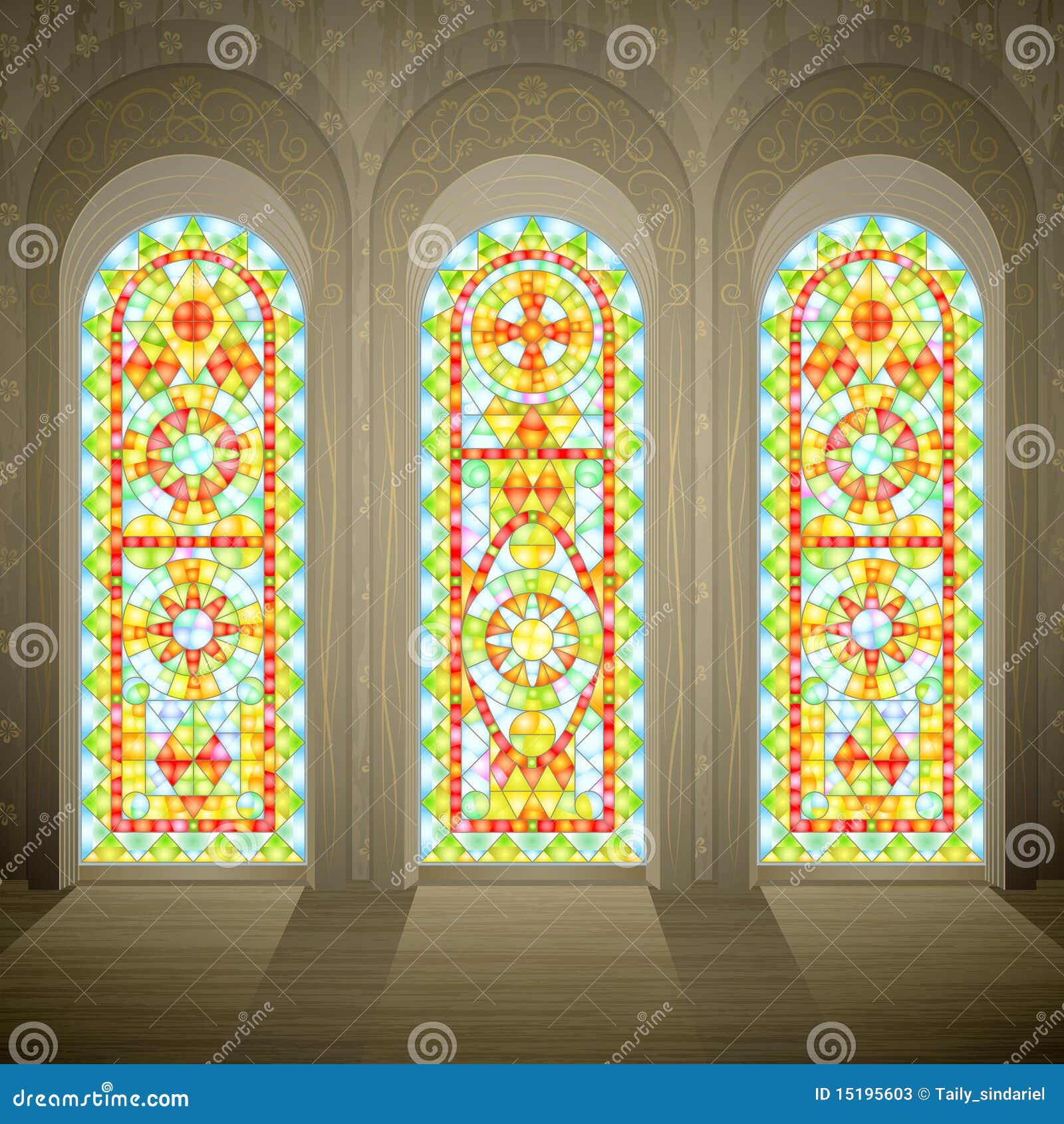 Church Gothic Stained Glass Windows Cartoon Vector | CartoonDealer.com ...
