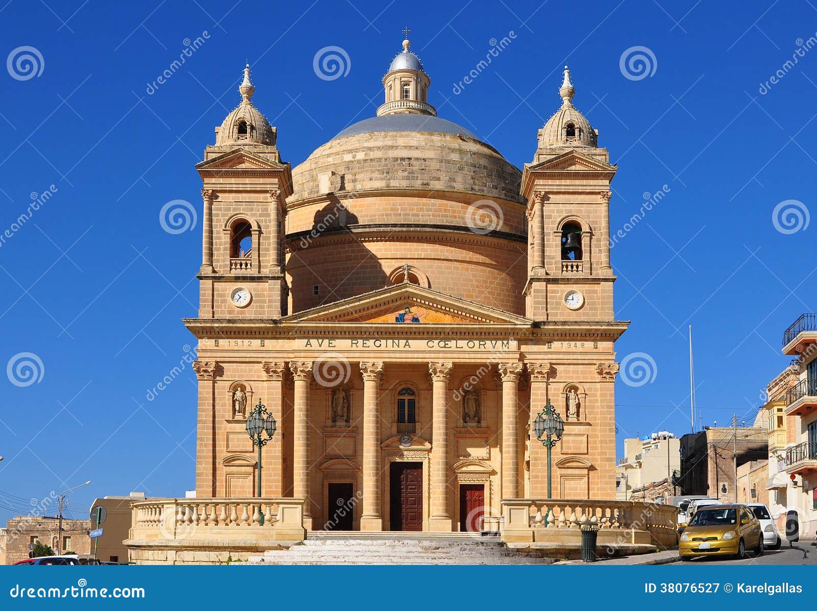 Church,Gozo island stock image. Image of malta, blue - 38076527