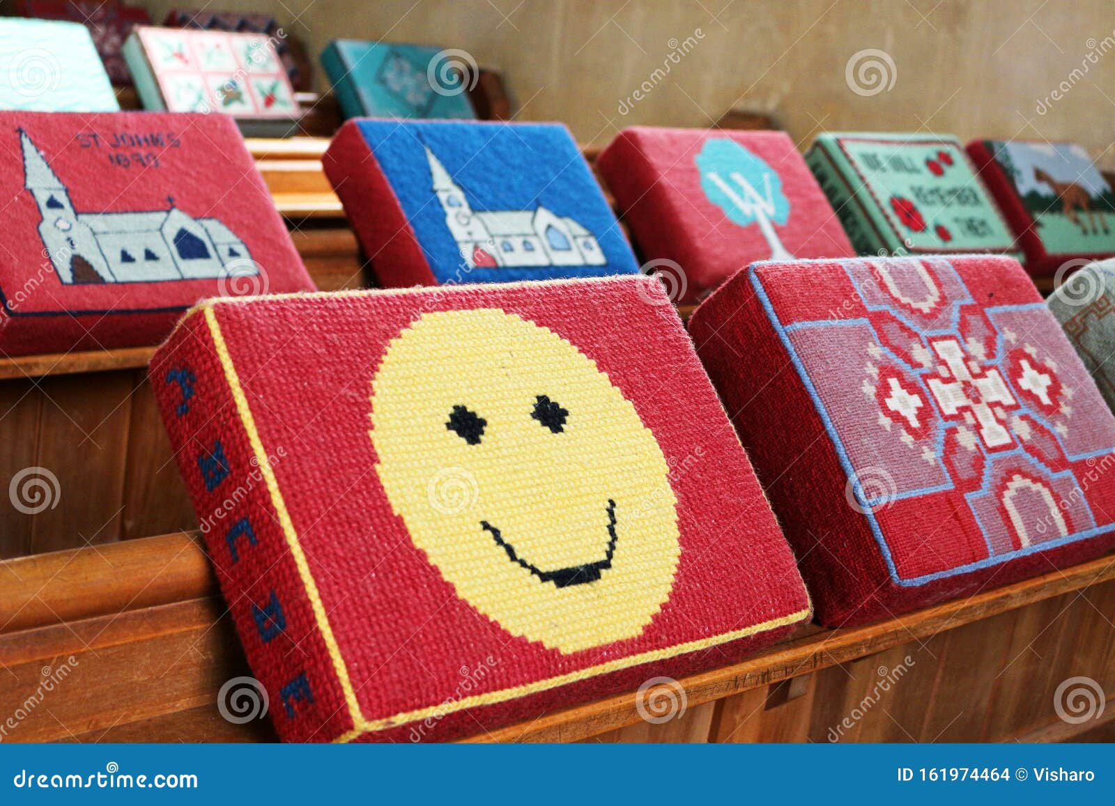 Church hassocks stock photo. Image of embroidered, white - 161974464