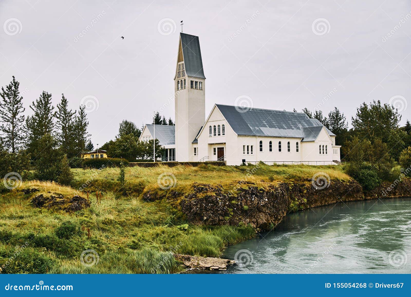 Church on the Lake. Iceland Stock Photo - Image of architecture ...