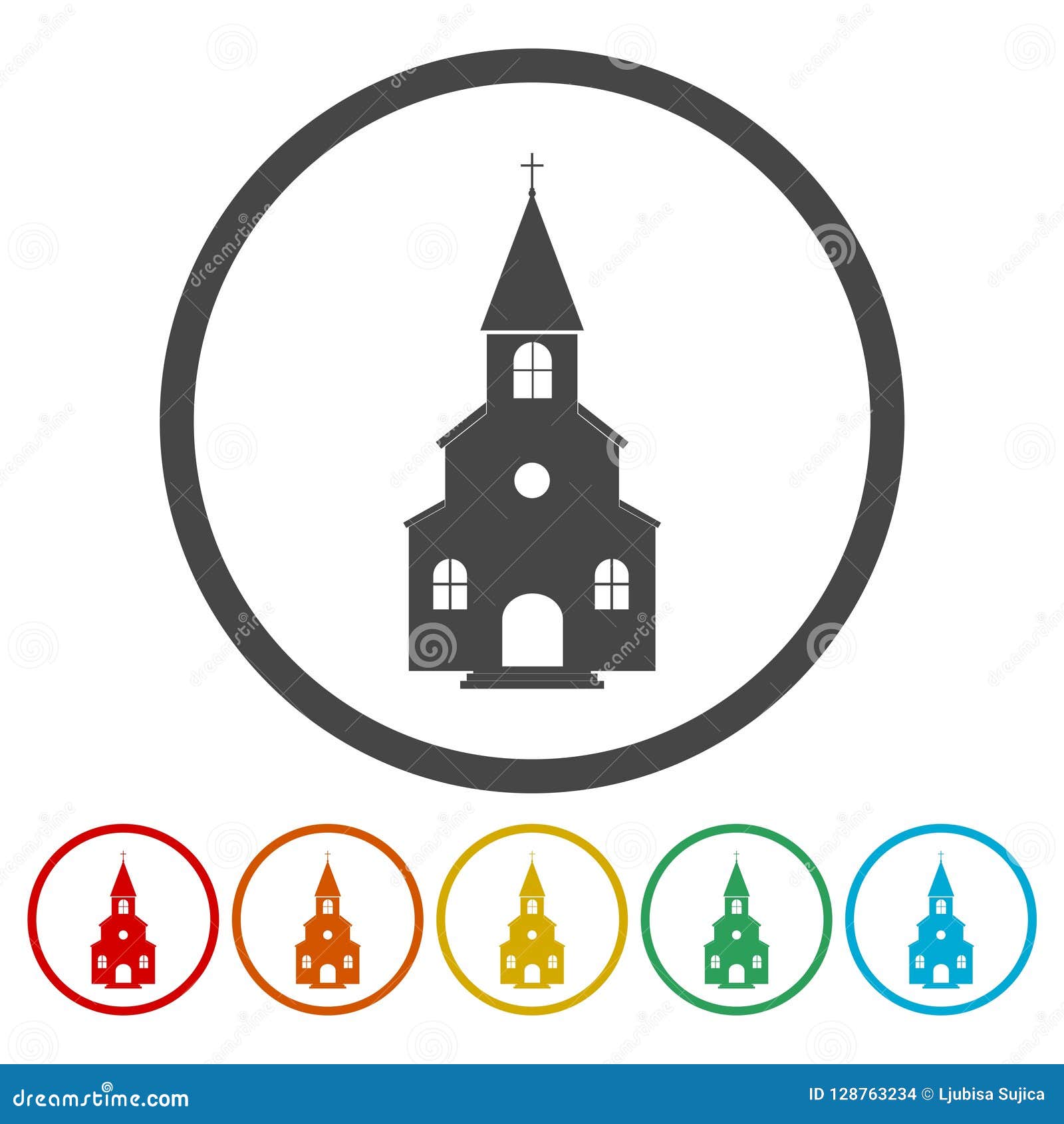 Church Icon in Circle, Vector Illustration Stock Vector - Illustration ...