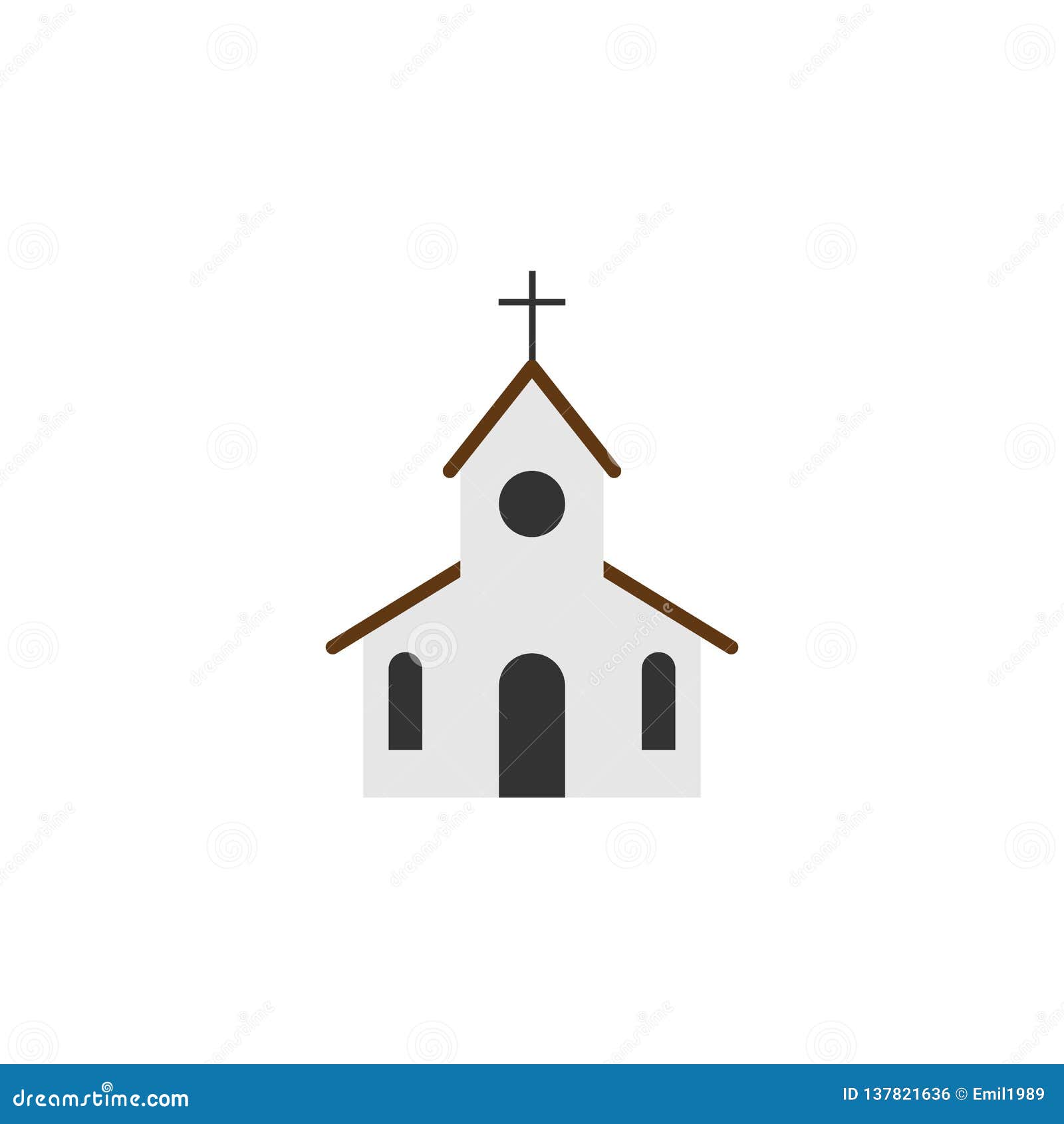 Church icon. Flat style stock illustration. Illustration of bell ... Church icon. Flat style stock illustration. Illustration of bell ...