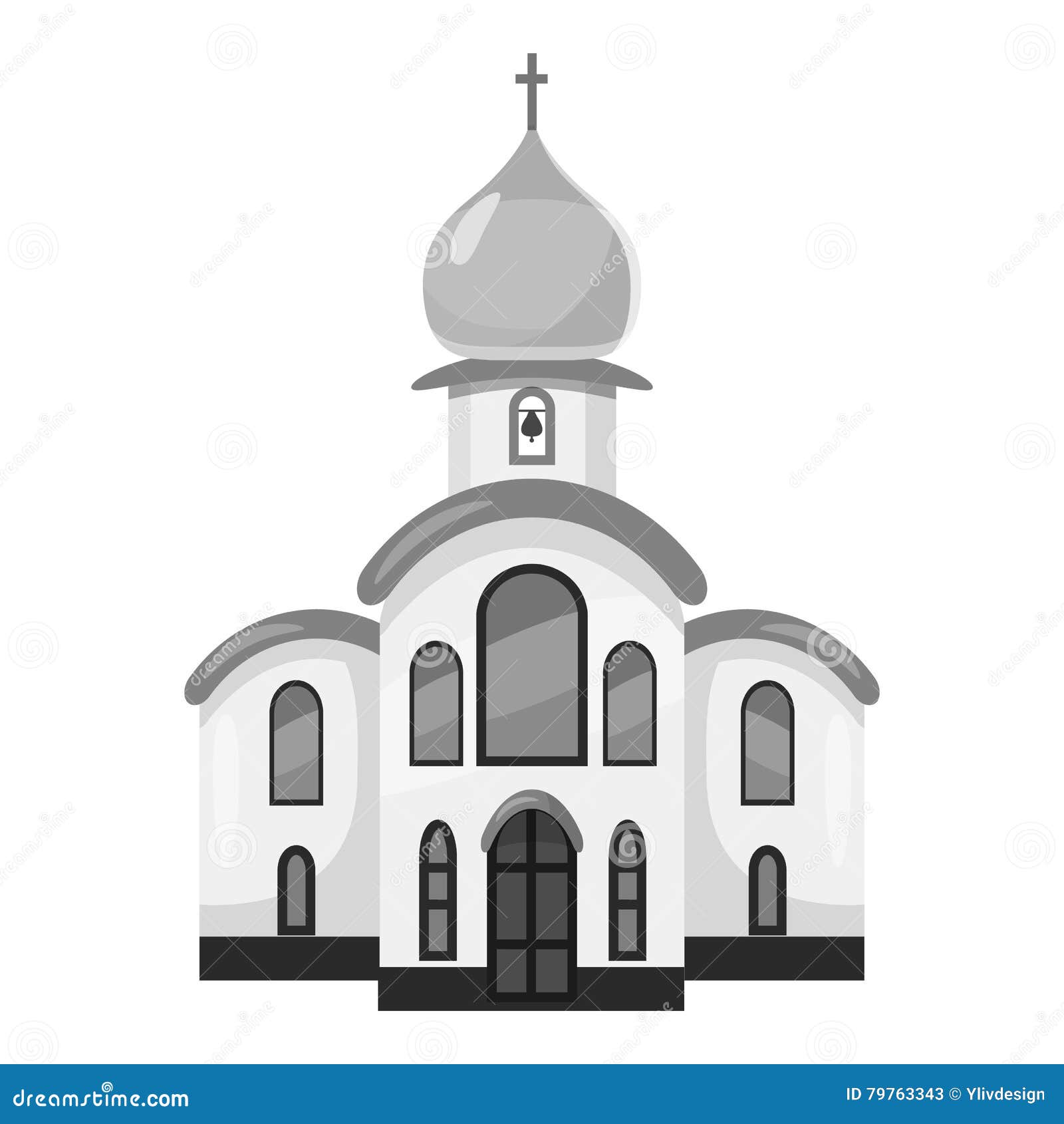 Church Icon, Gray Monochrome Style Stock Vector - Illustration of ...