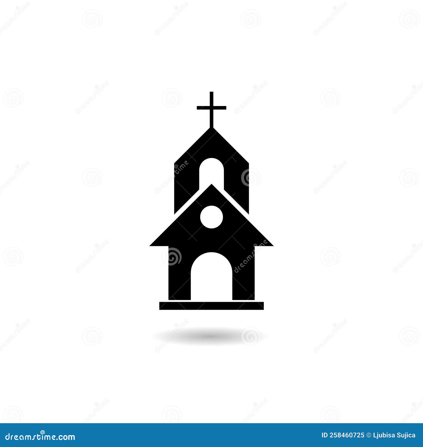 Church Icon Logo with Shadow Stock Vector - Illustration of isolated ...