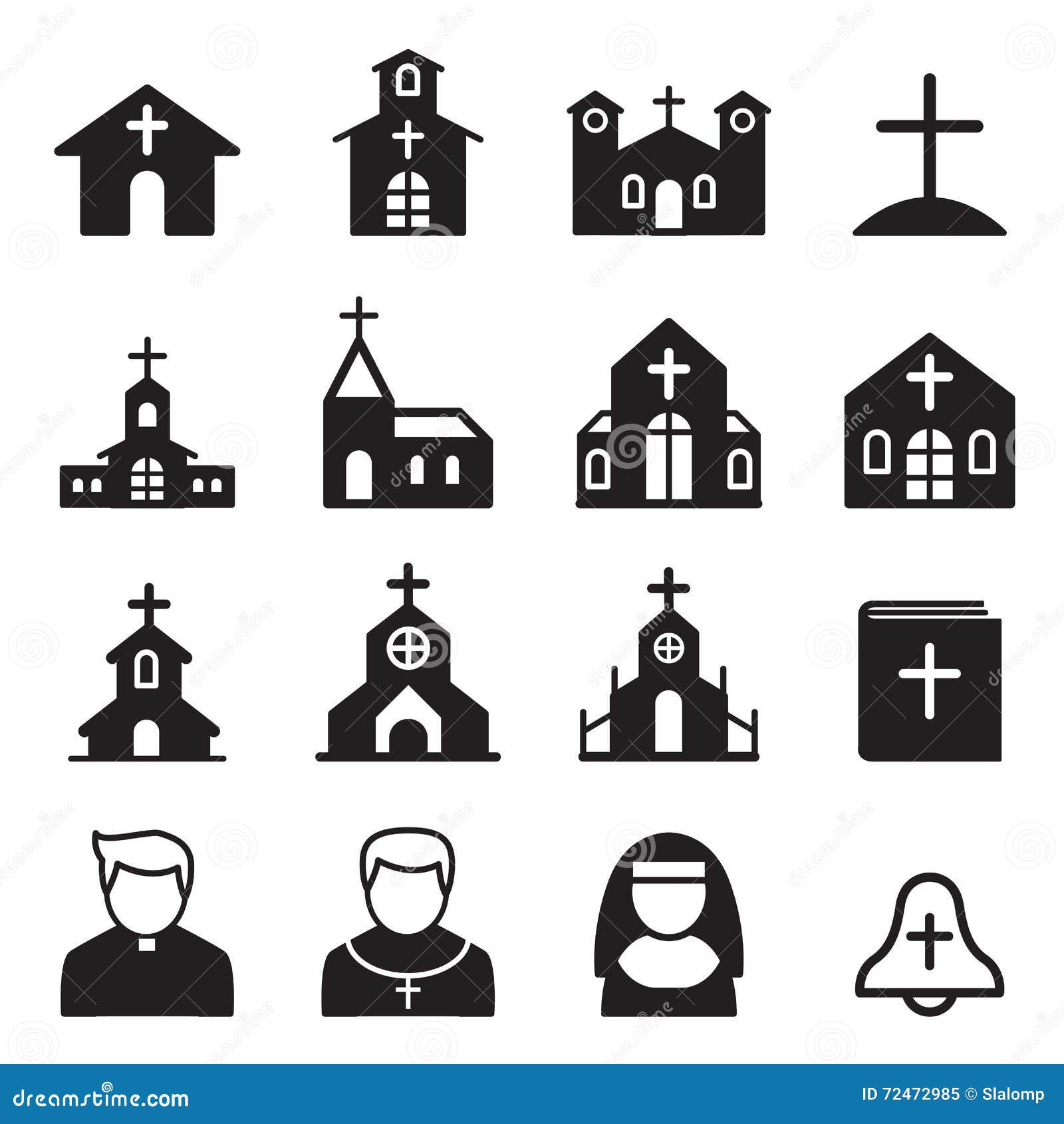 Church icon silhouette stock vector. Illustration of priest - 72472985