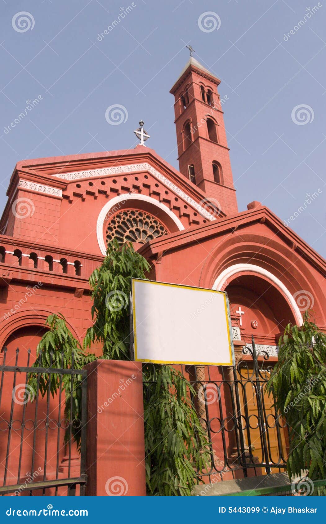 Church in India stock image. Image of trees, church, pillar - 5443099