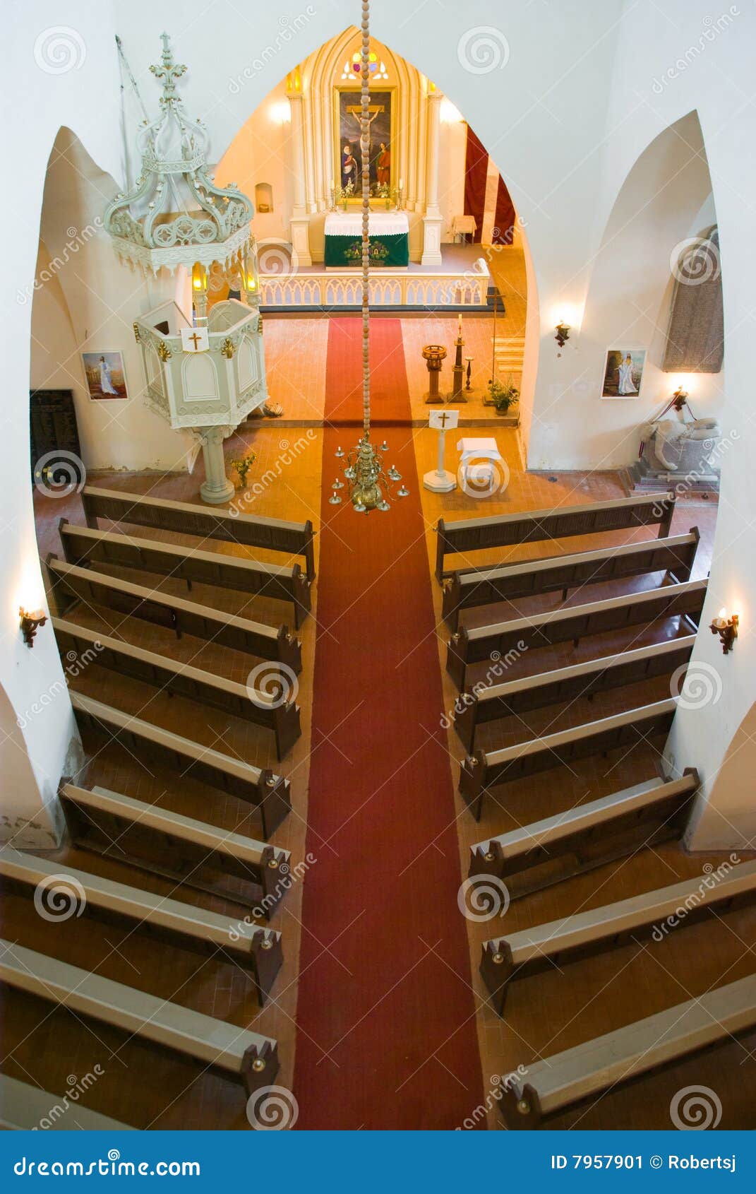 Church interior from above stock image. Image of aisle - 7957901
