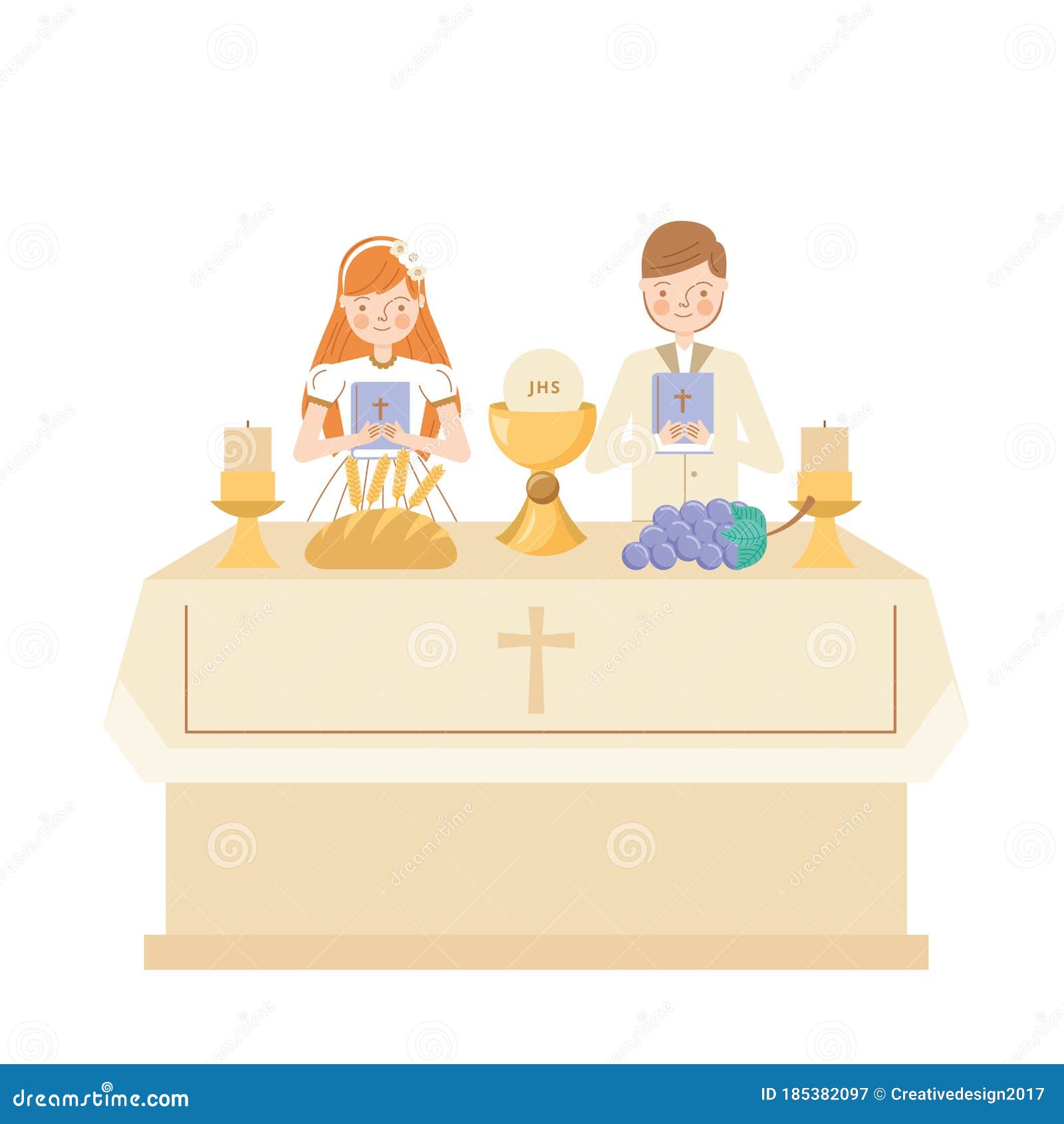 First communion. vector stock vector. Illustration of children - 185382097