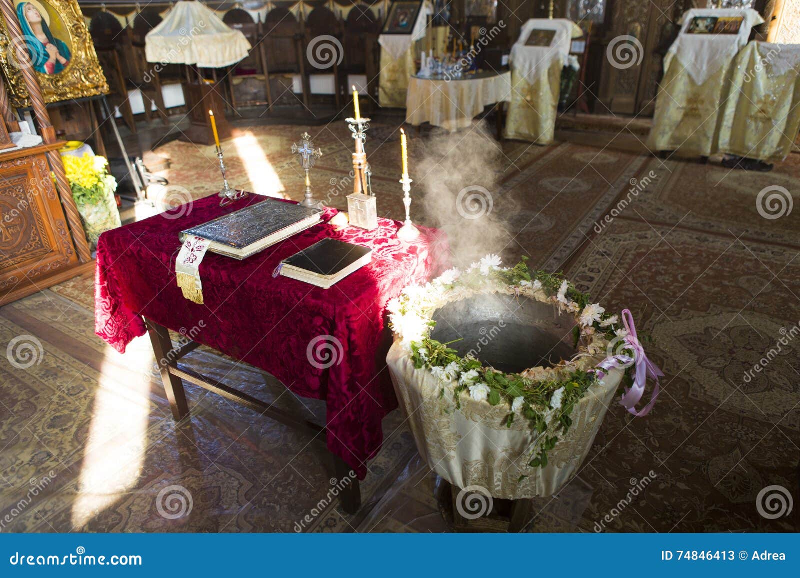 Priest Table Arrangement for the Baptism Ceremony Stock Image - Image ...