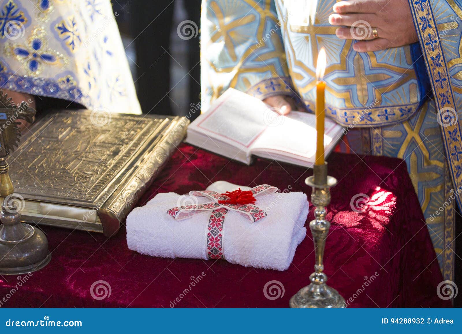 Priest Table Arrangement For The Baptism Ceremony Stock Photography ...