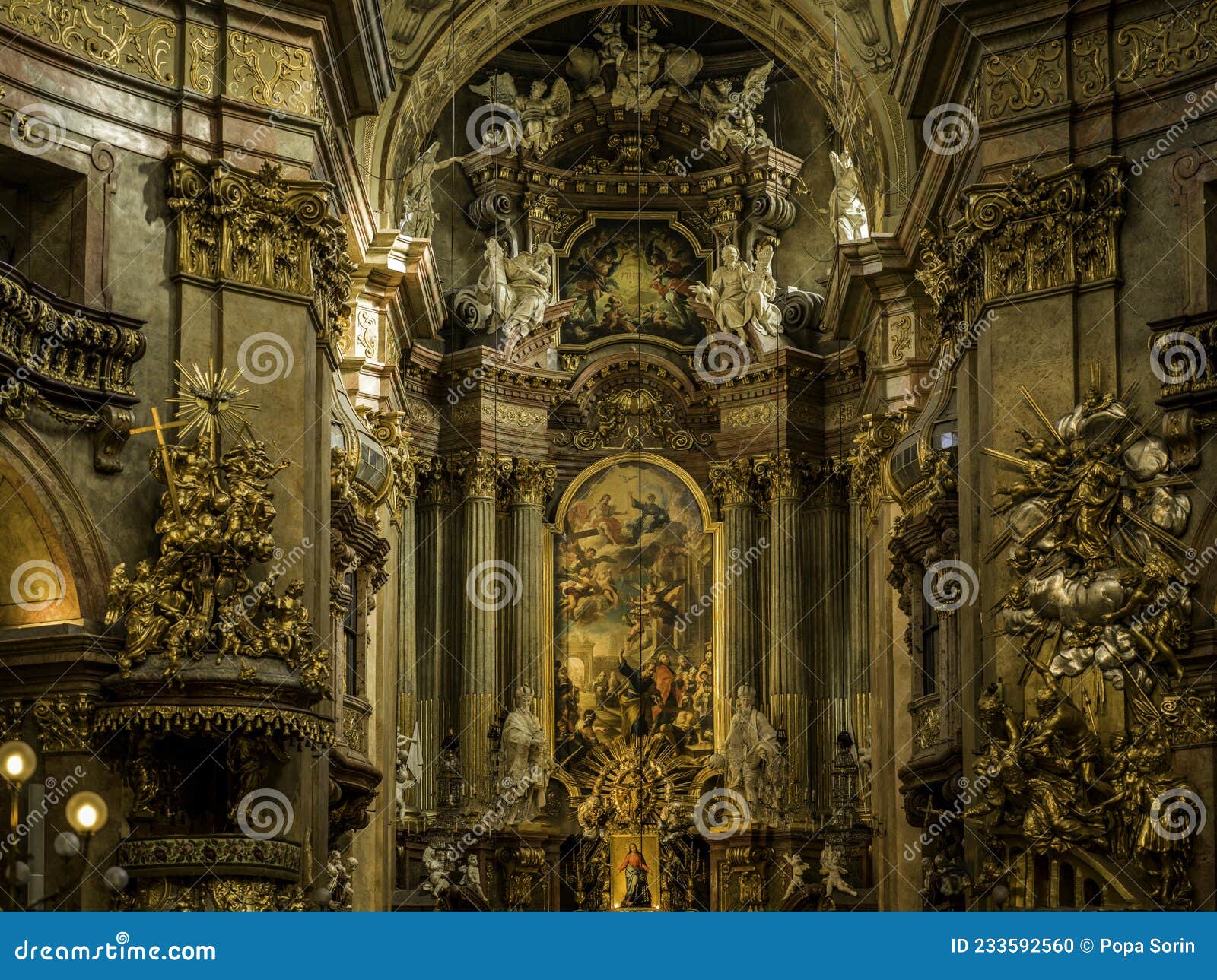Church Interior in Low Light Stock Photo - Image of heritage, catholic ...