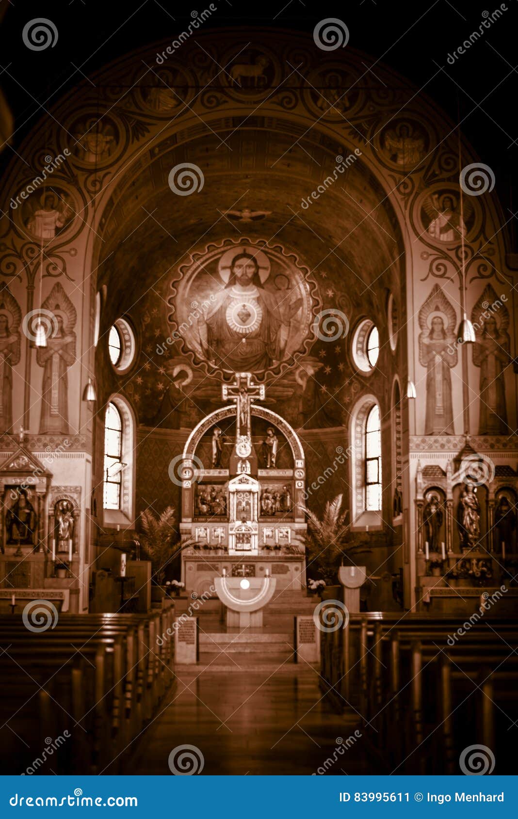 Church interior stock image. Image of interior, sepia - 83995611