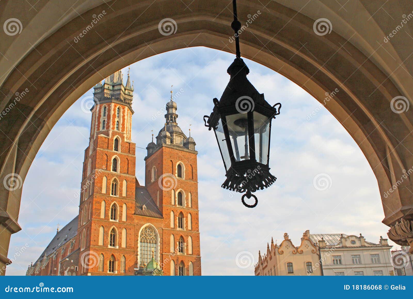 Church and lantern, Krakow stock photo. Image of style - 18186068