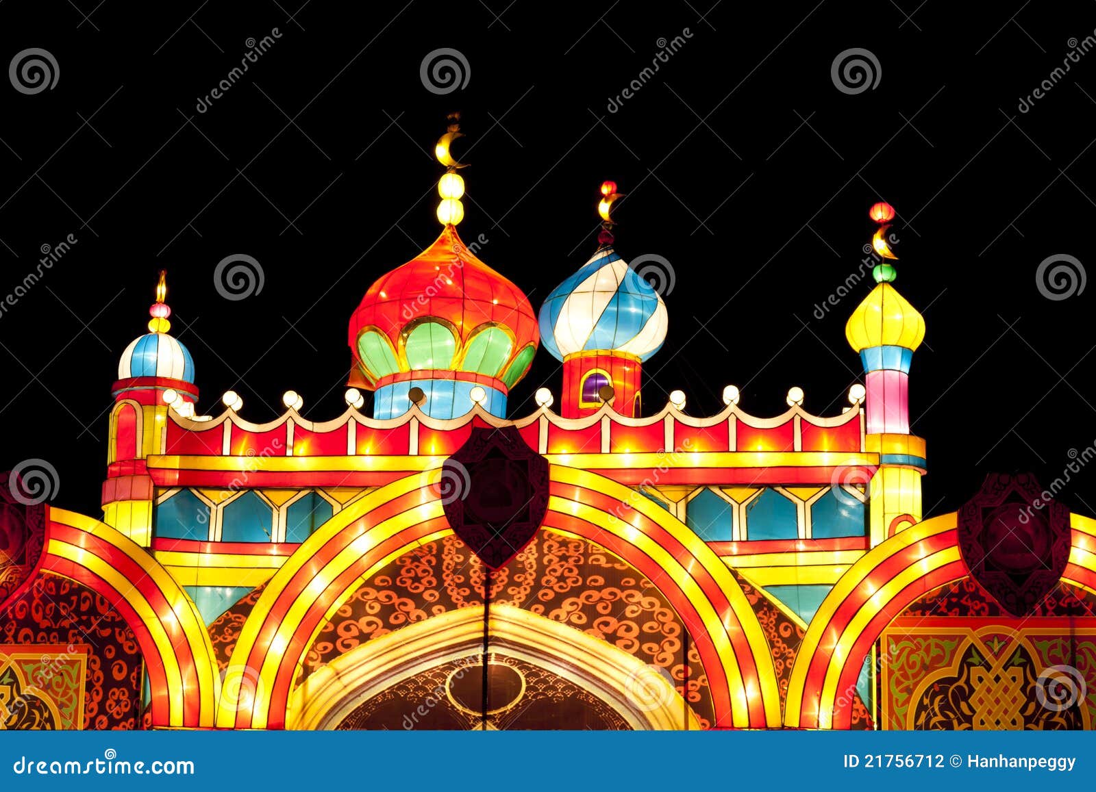 Church Lantern Model at Night Stock Photo - Image of colorful, lantern ...