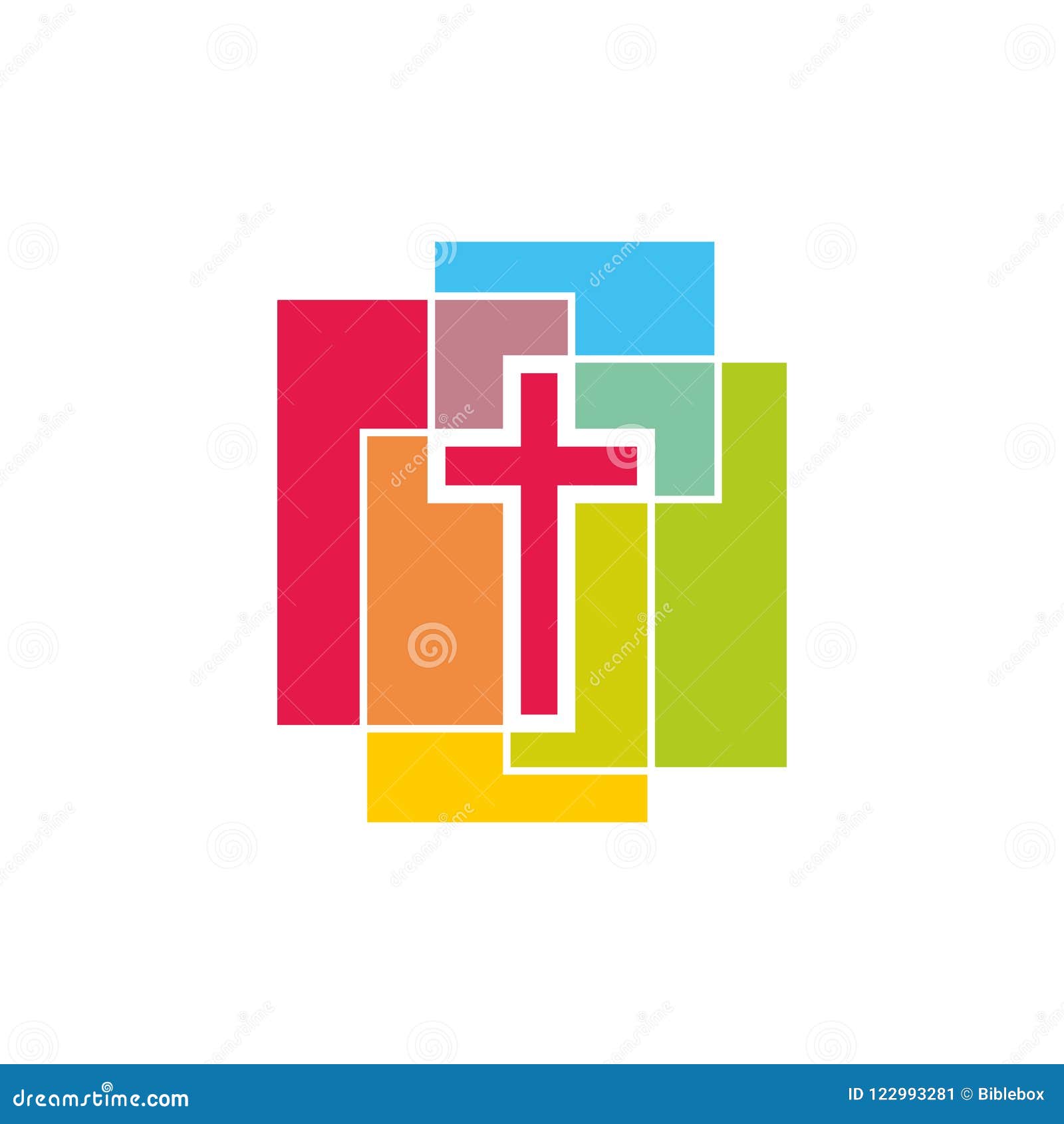 Church Logo. Cross of Colored Blocks Stock Vector - Illustration of ...
