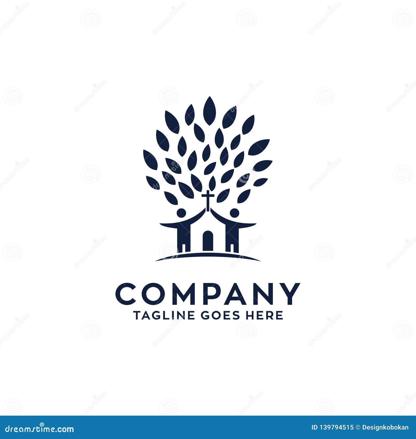 Tree Church Logo Design Template Stock Vector - Illustration of ...