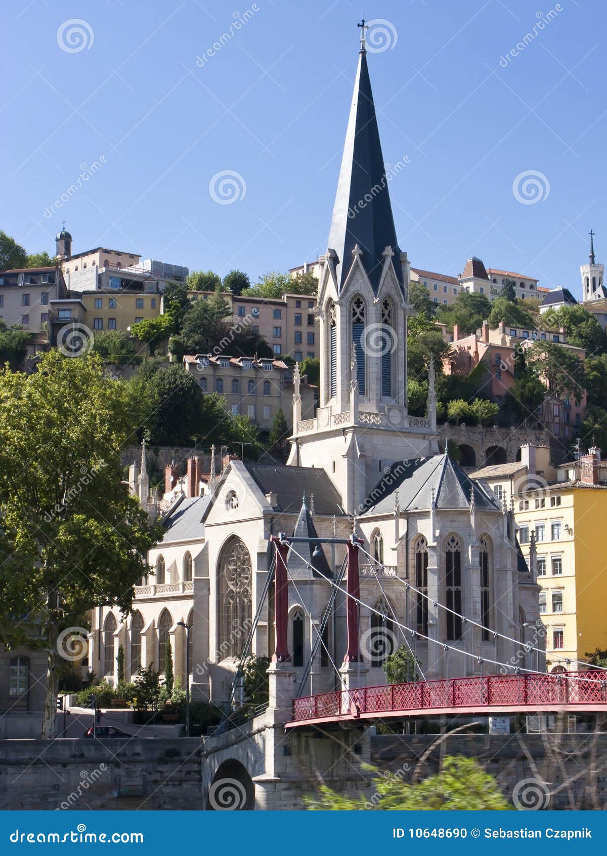 Church in Lyon stock photo. Image of houses, blue, foreground - 10648690