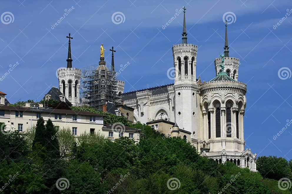 Church in Lyon stock image. Image of stone, catholic, cross - 5379335