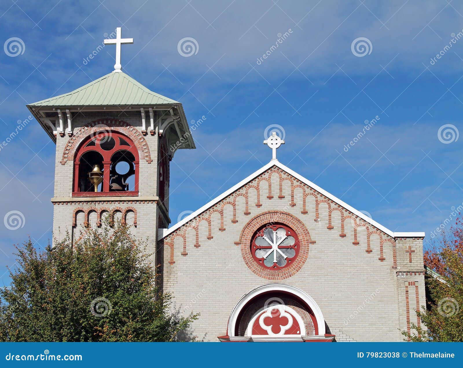 Church on Main Street in a Small Town Stock Photo - Image of street ...
