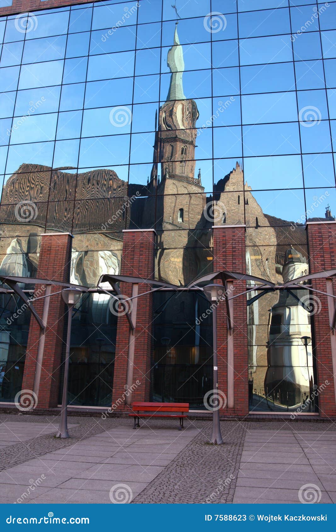 Church in the mirror stock image. Image of brightly, city - 7588623