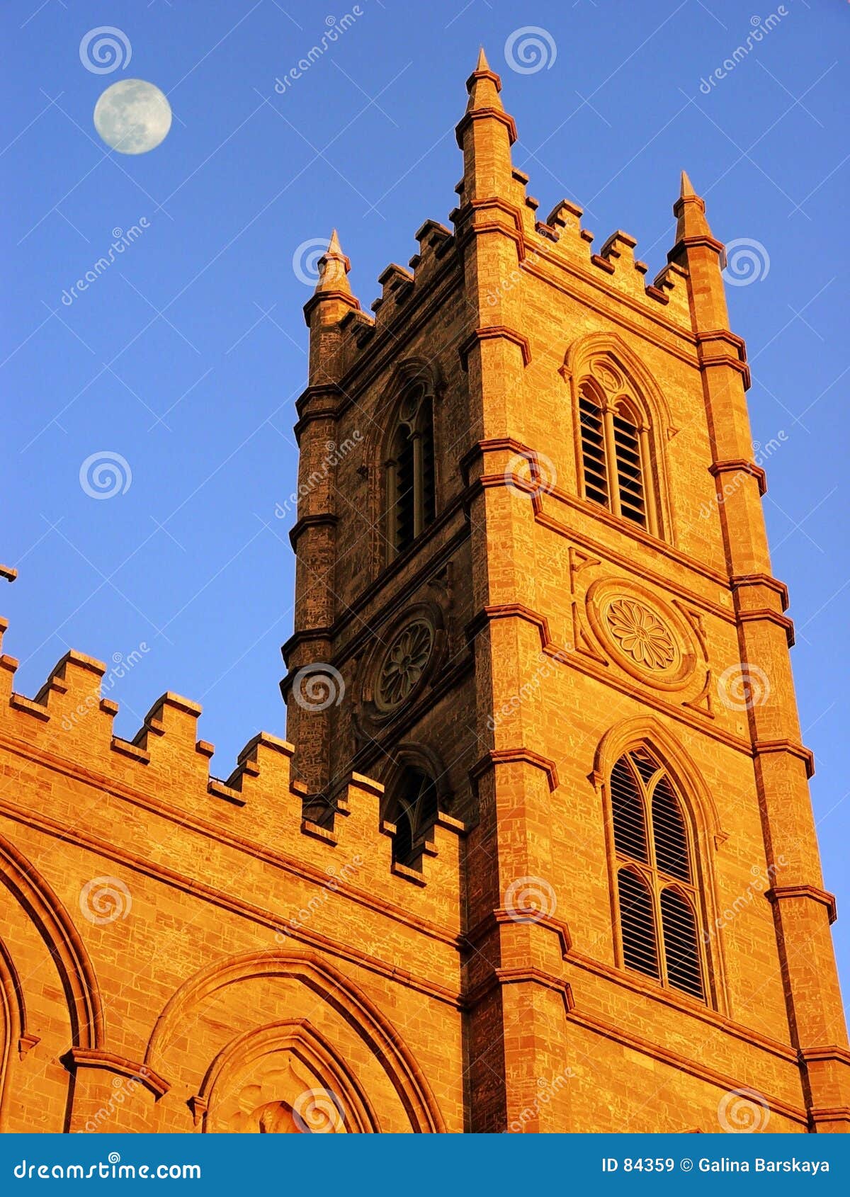 Church in Montreal at Full Moon Stock Image - Image of city, square: 84359