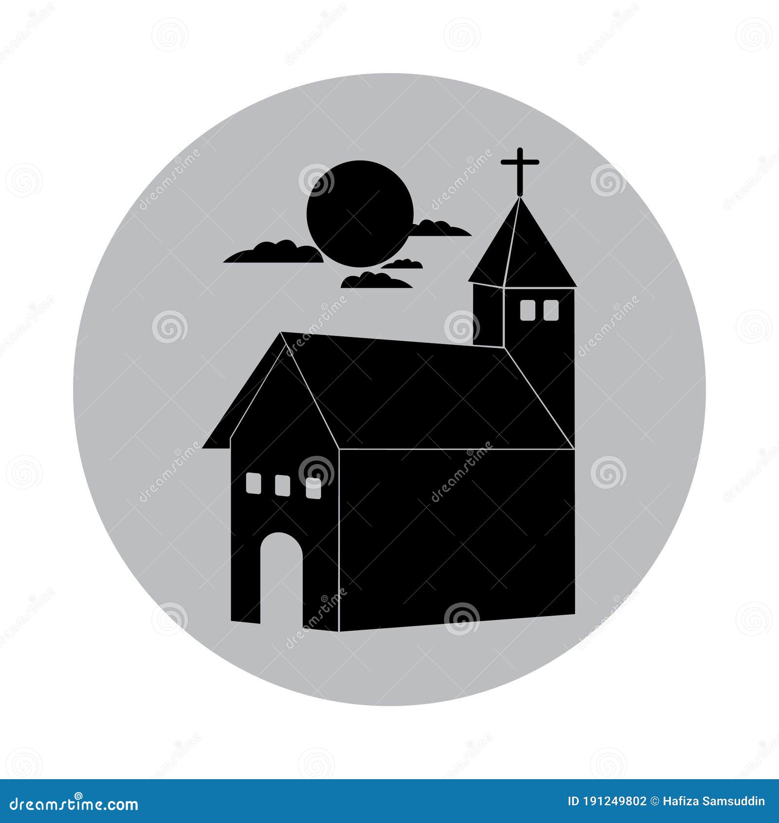 Church and a Moon. Vector Illustration Decorative Design Stock Vector ...