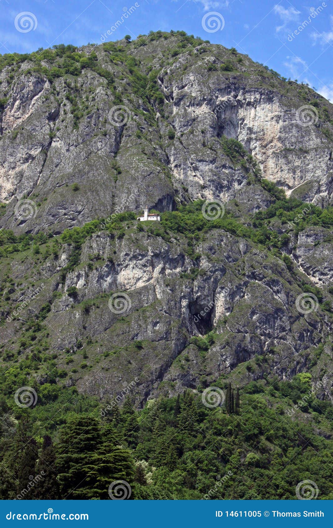 Church on a mountain side stock image. Image of como - 14611005
