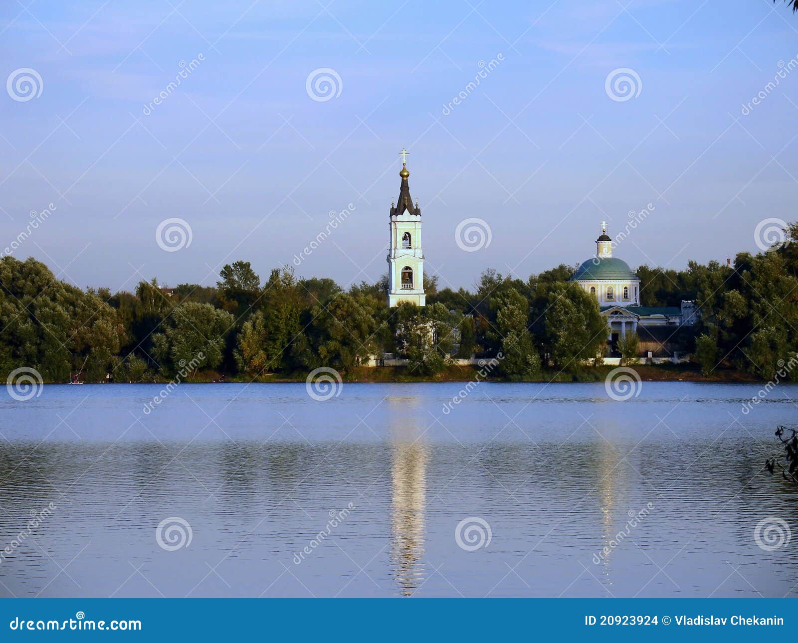 Church near lake stock photo. Image of church, nature - 20923924