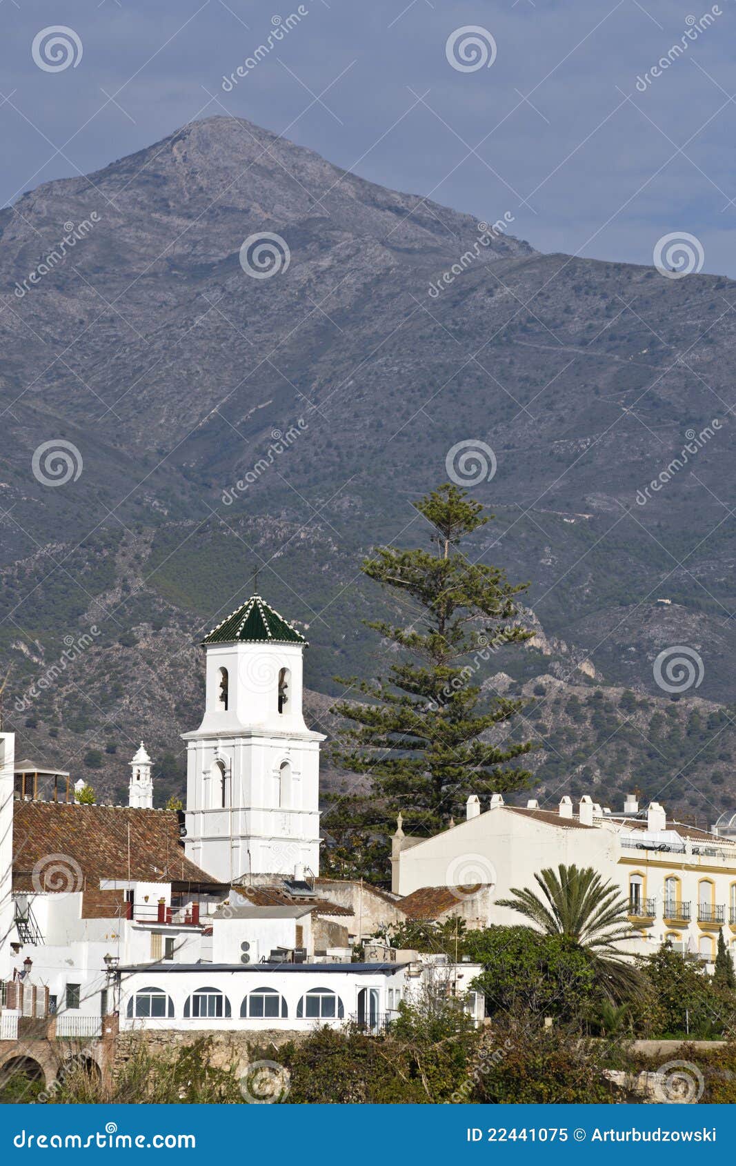 Church of Nerja stock image. Image of mountain, flower - 22441075