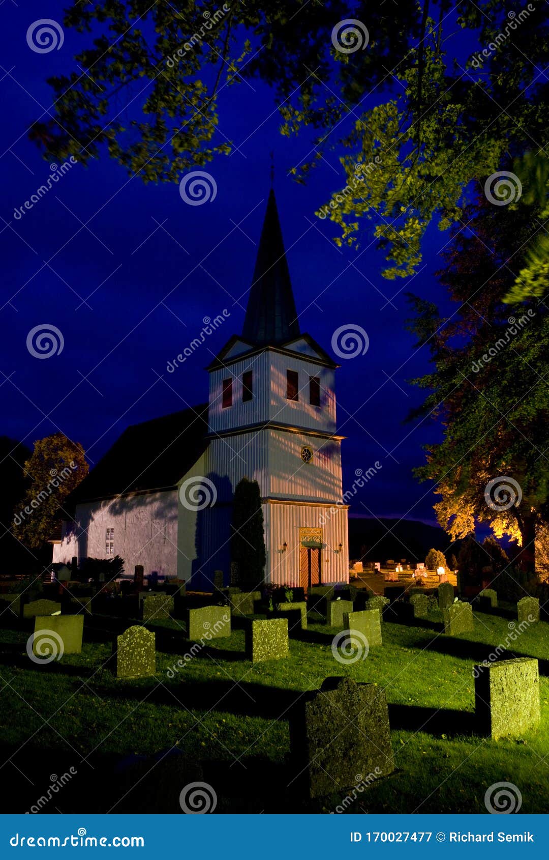 Church, Nes, Norway stock image. Image of graveyard - 170027477